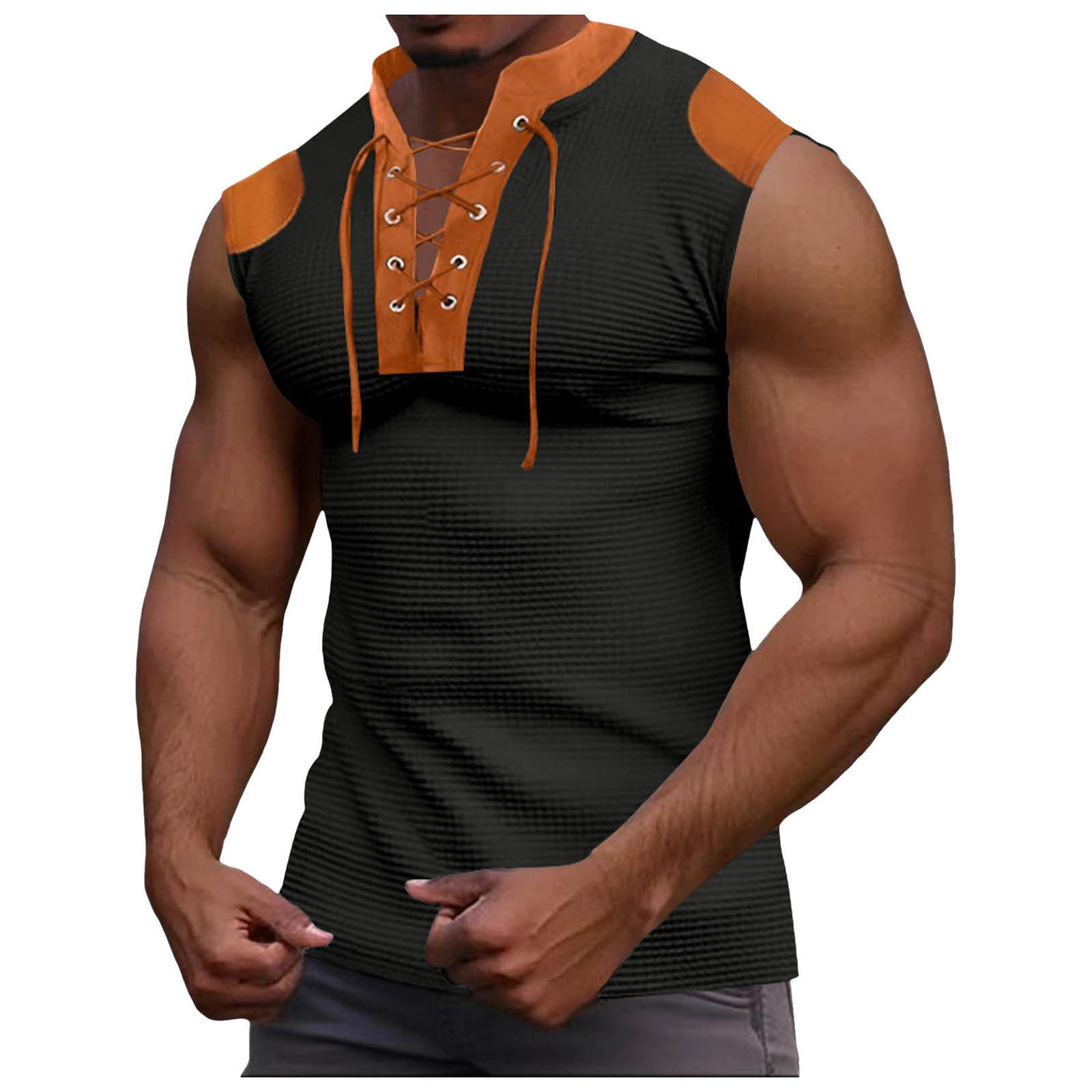 Bcfgryg Men's Sleeveless Patchwork Vest Tops Casual Popularity Garment ...