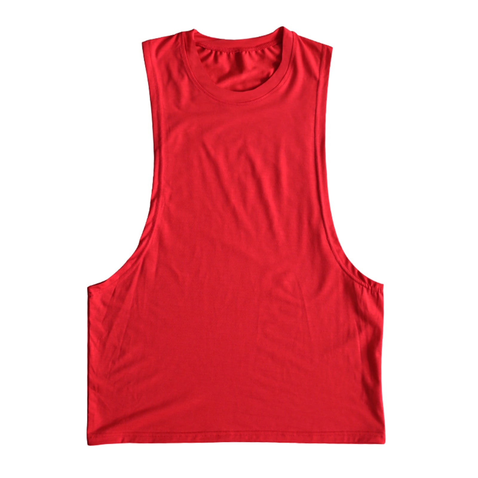 Bcfgryg Men's Sleeveless Solid Vest Tops Casual Popularity Side Wide ...