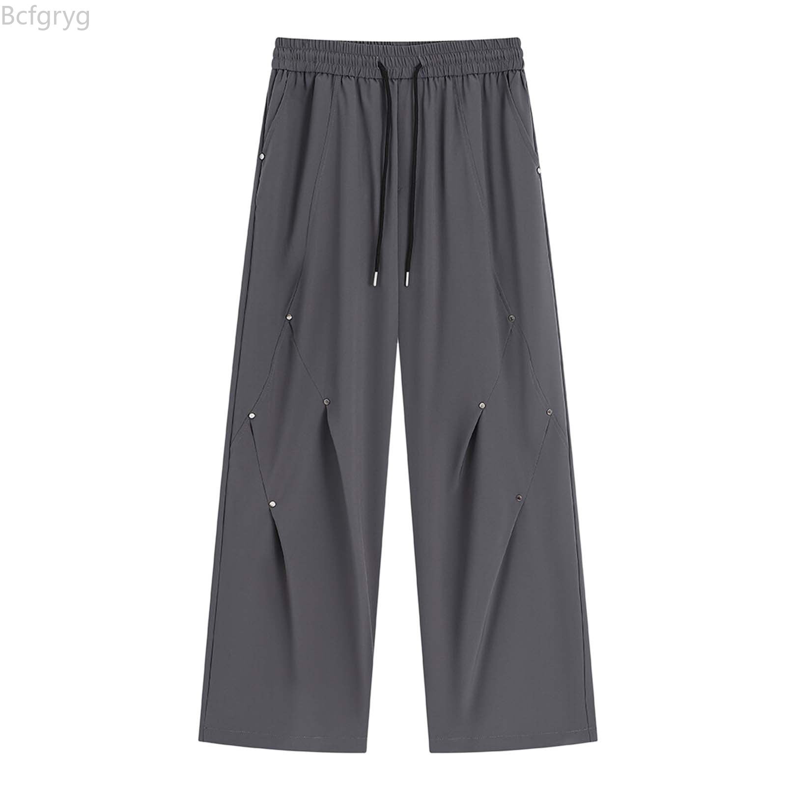 Bcfgryg Men's Slim Fit Casual Pants With Studs Stretch Comfortable ...