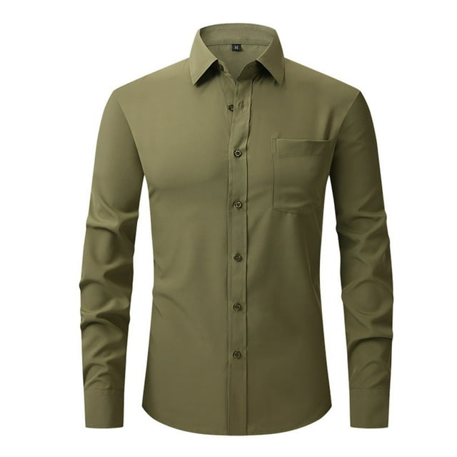 Bcfgryg Men's Solid Color Long Sleeved Shirt Casual Fashion Business ...
