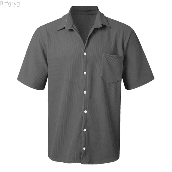 Bcfgryg Men's Solid Color Loose Comfortable Vertical Striped Short ...