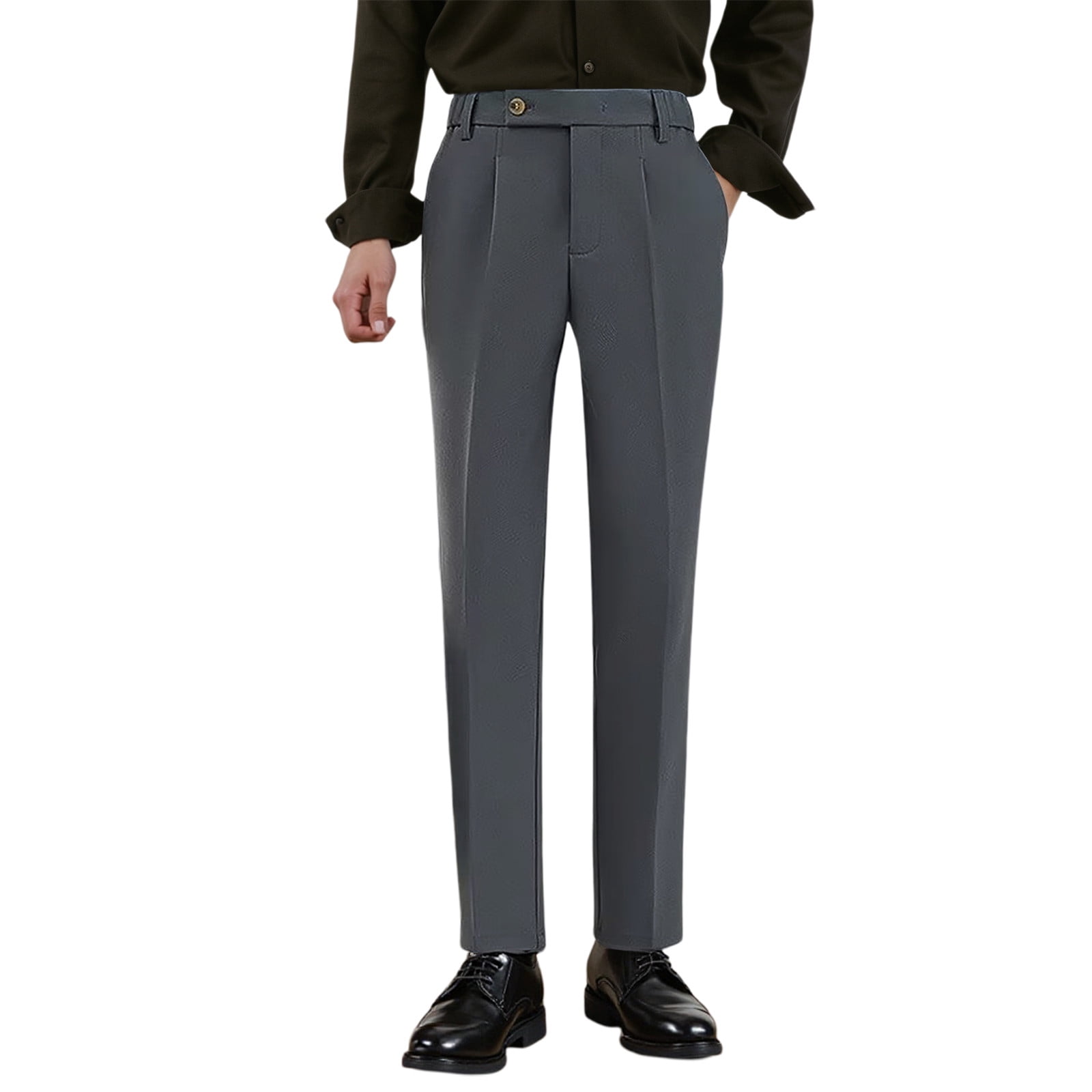 Bcfgryg Men's Solid Colour Loose Straight Draped Casual Style Trousers ...