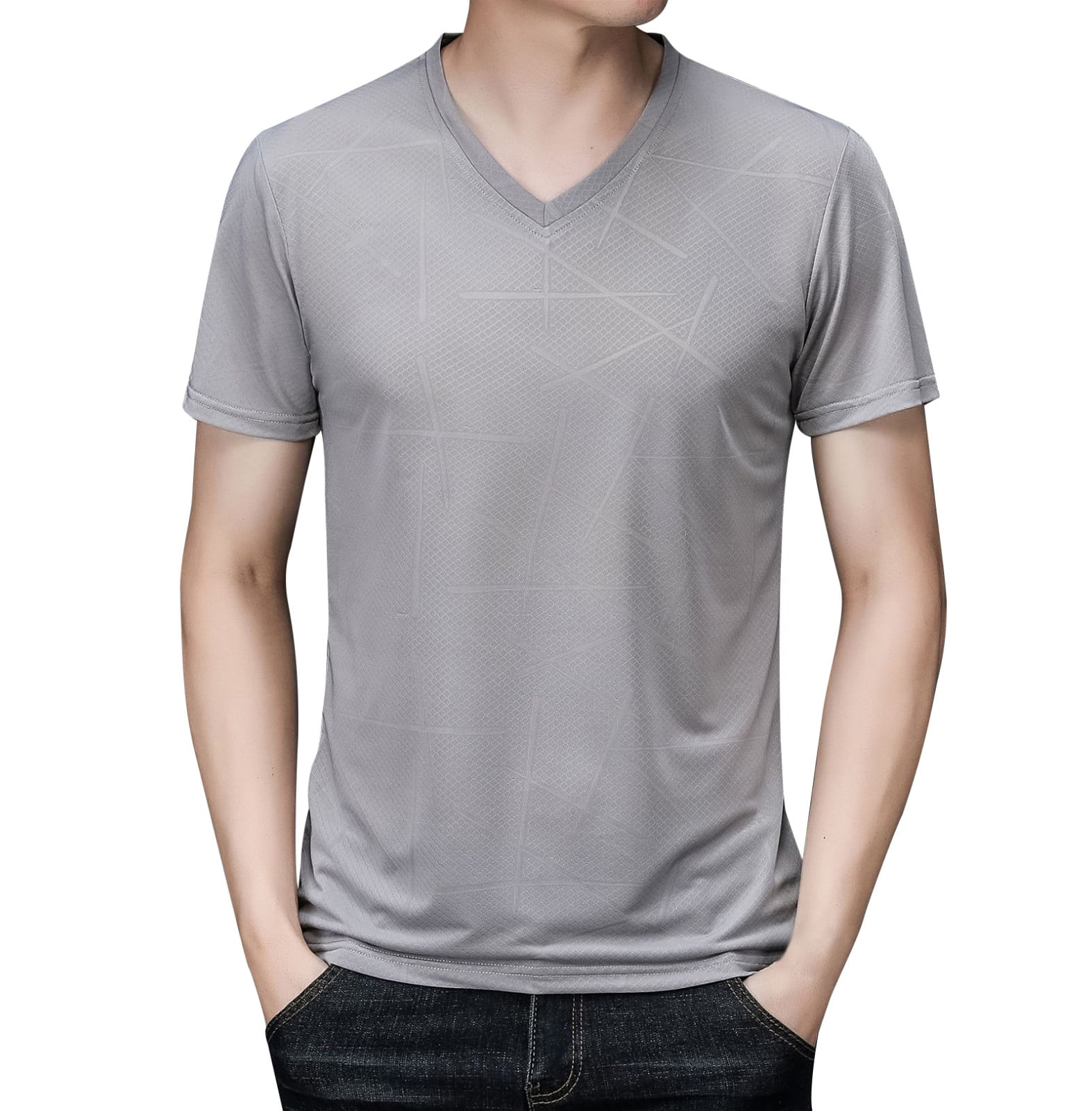 Bcfgryg Men's Sports Shirt Short Sleeve Fast Silk Sports Gym Activity T ...