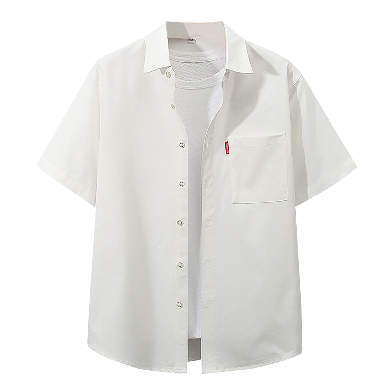 Bcfgryg Men's Spring/summer Solid Color Casual Lapel Large Size Beach ...