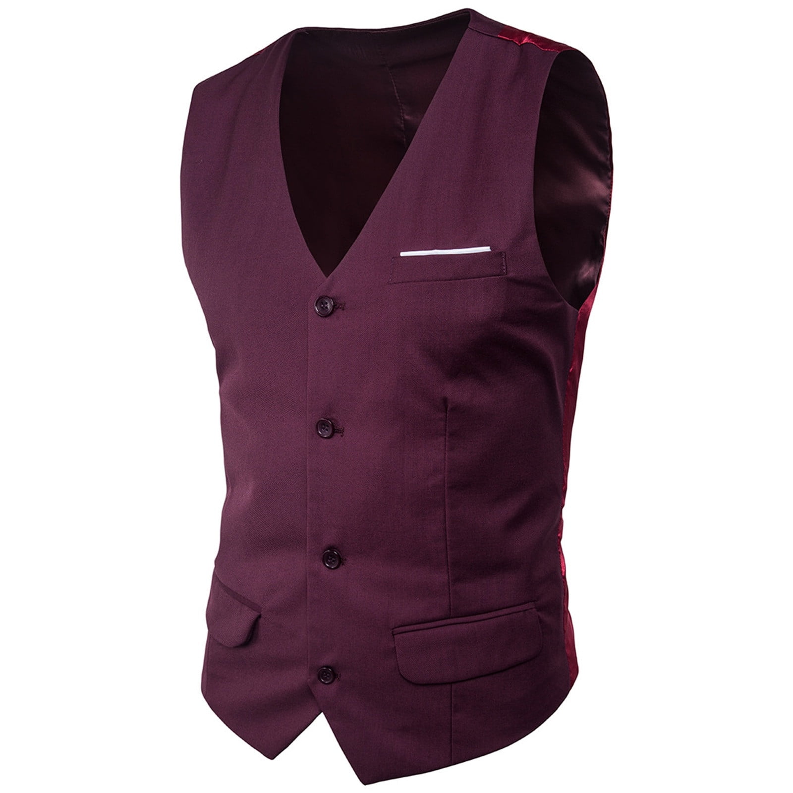 Bcfgryg Men's Suit Vest V Neck Silm Fit Solid Formal Suit Waist Coat ...