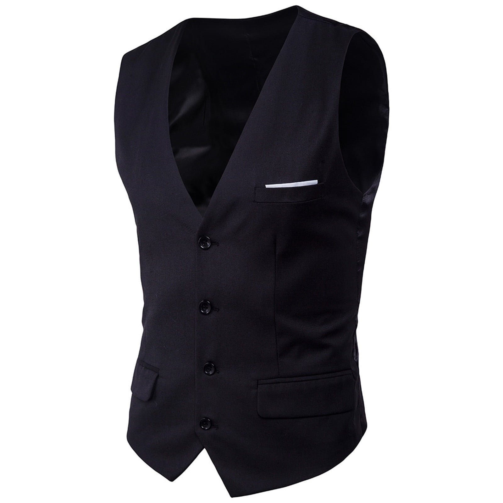 Bcfgryg Men's Suit Vest V Neck Silm Fit Solid Formal Suit Waist Coat ...