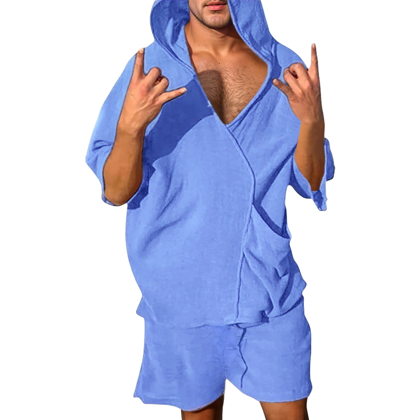 Bcfgryg Men's Summer Casual Style Solid Color Half Sleeve Shirt And ...