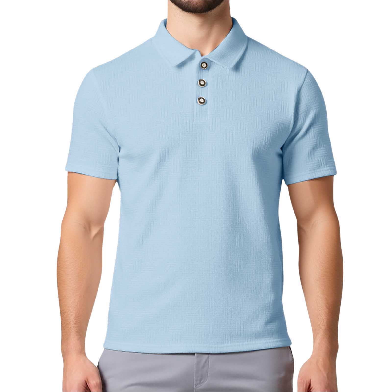 Bcfgryg Men's Summer Fashion Solid Color Lapel Zipper T Shirt Outdoor ...