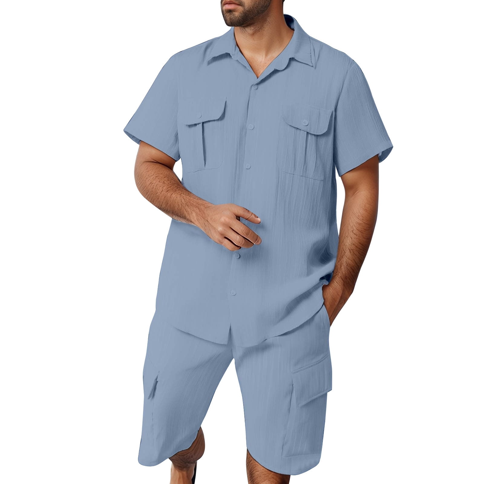 Bcfgryg Men's Summer Suits With Notch Lapel And Button Front For Indoor ...