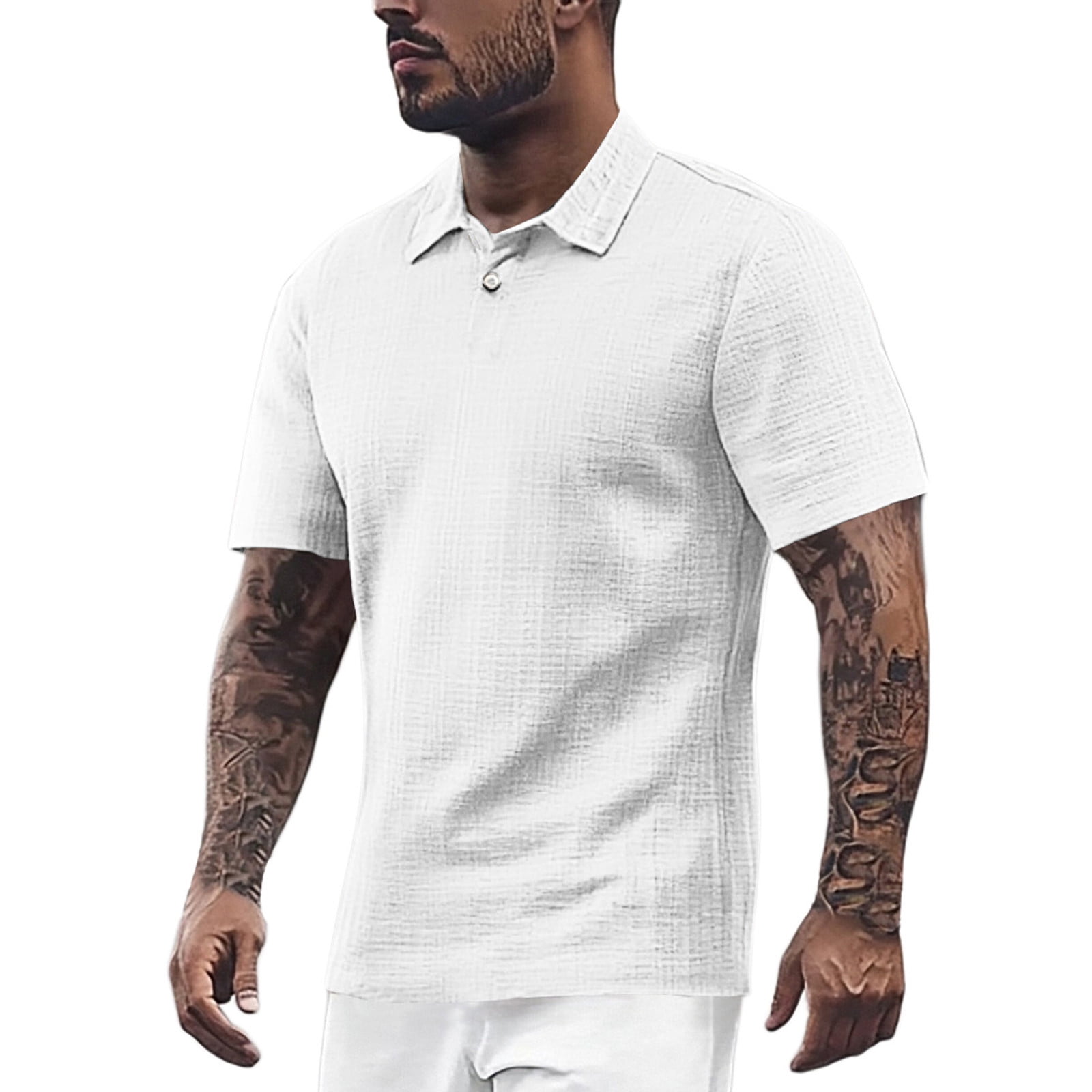 Bcfgryg Men's Summer Thin Solid Colour Short Sleeve Sport Casual Style ...