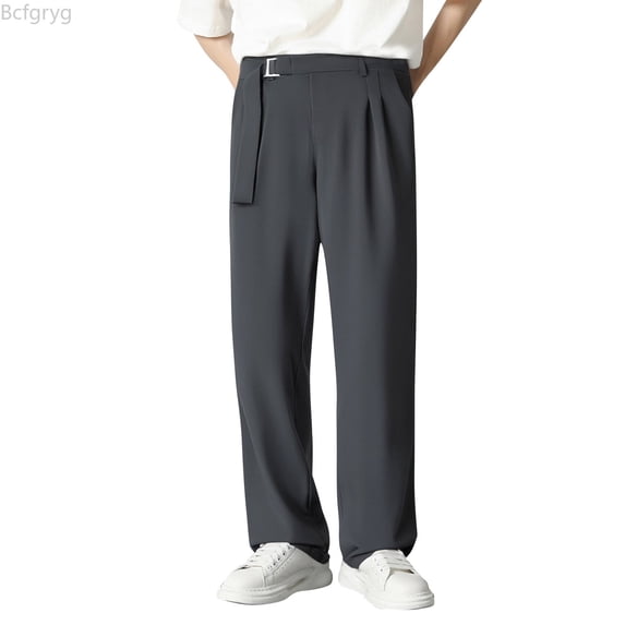 Bcfgryg Men's Wide Leg Straight Loose Casual Style Trousers Draped Suit ...