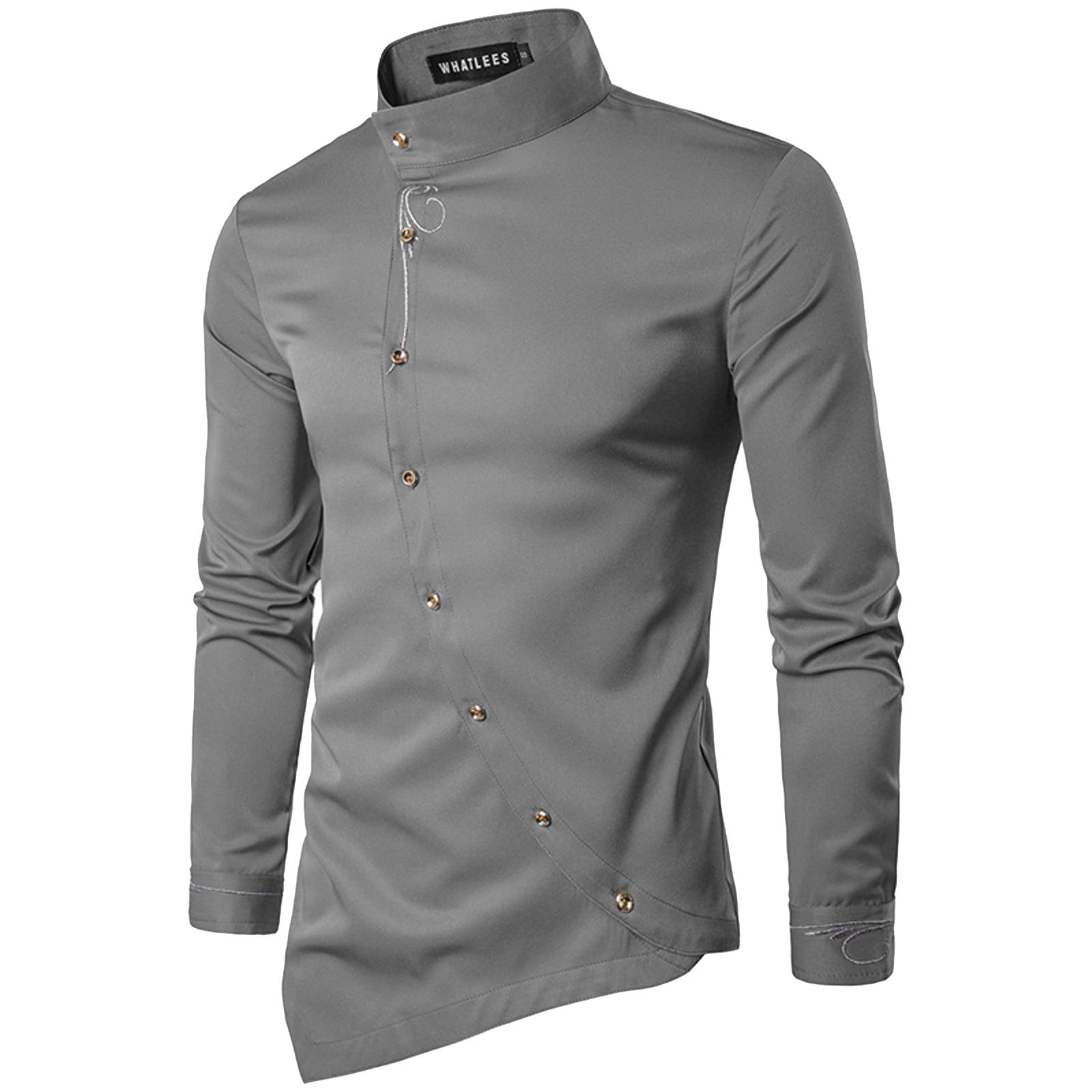 Bcfgryg Mens Fashion Casual Embroidered Personality Button Irregular ...