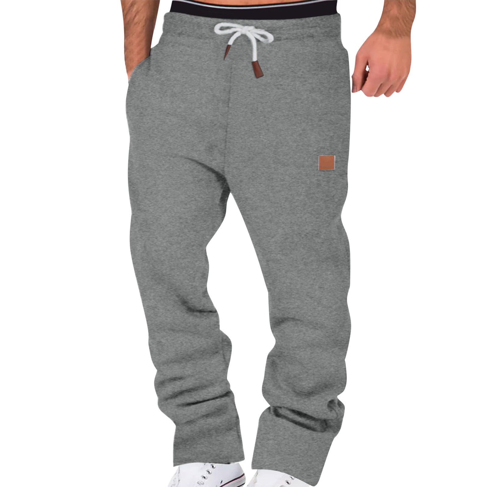 Bcfgryg Mens Fleece Lined Sweatpants Wide Straight Leg Pants Bottom ...