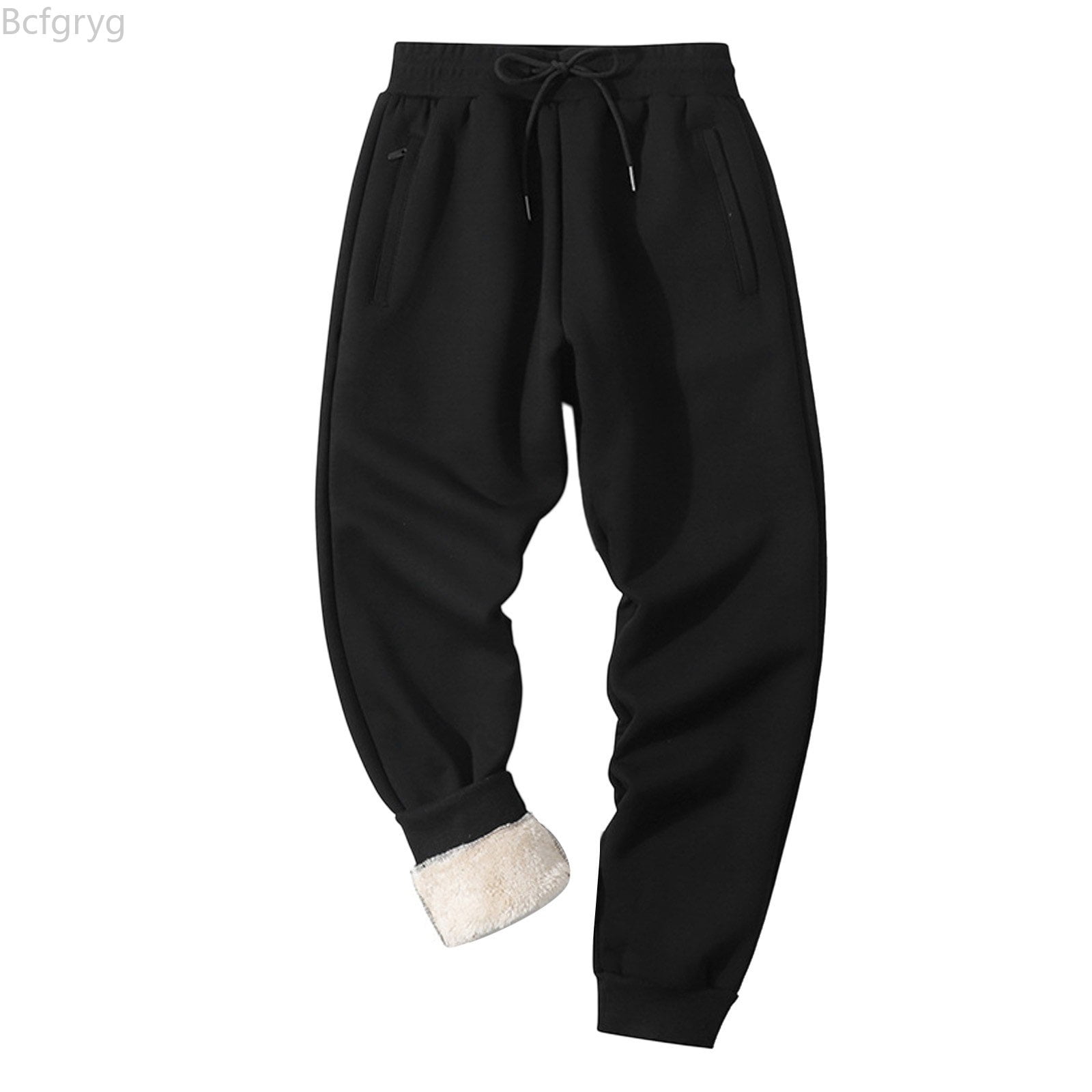 Bcfgryg Mens Fleece Zipper Sweatpants With Fleece Thick Sports Casual ...