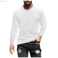 Bcfgryg Mens Four Seasons Long Sleeve Solid Color T Shirt Loose Round ...