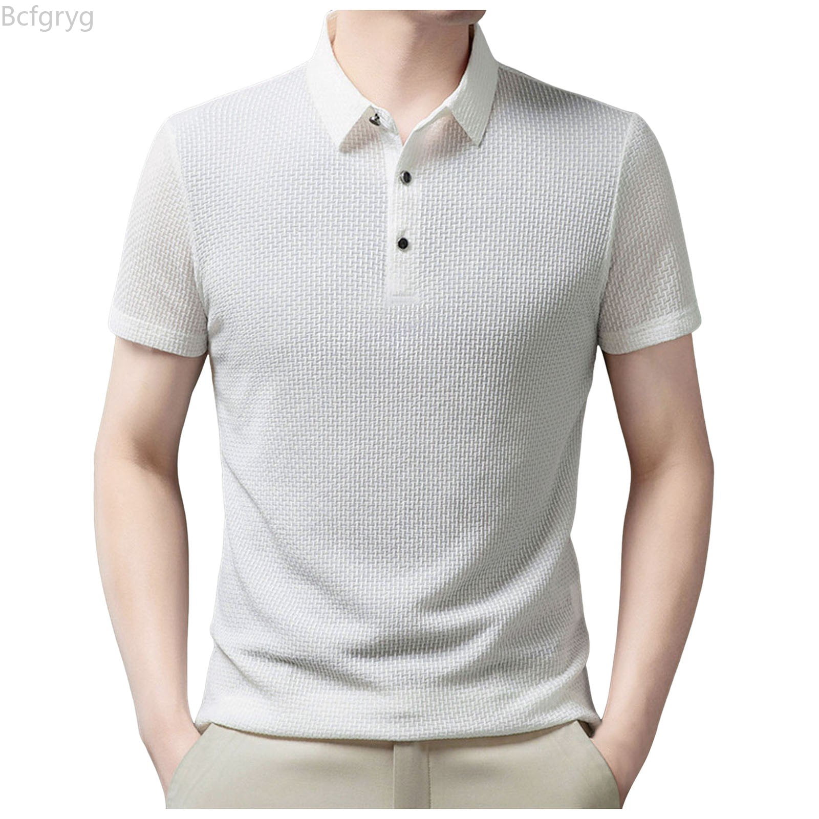 Bcfgryg Mens Shirt Mens Advanced Sense Lapel Short Sleeved Casual ...
