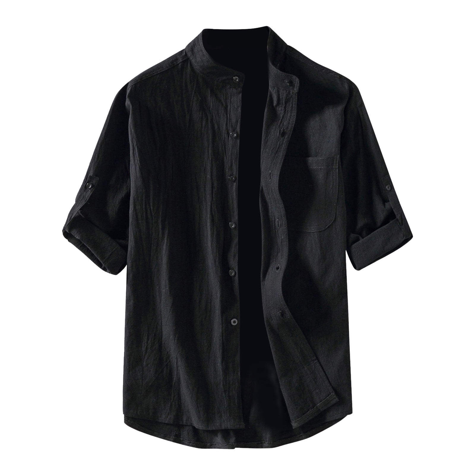 Bcfgryg Mens Short Sleeve Monochrome Shirt Casual Shirt Mens Regular ...