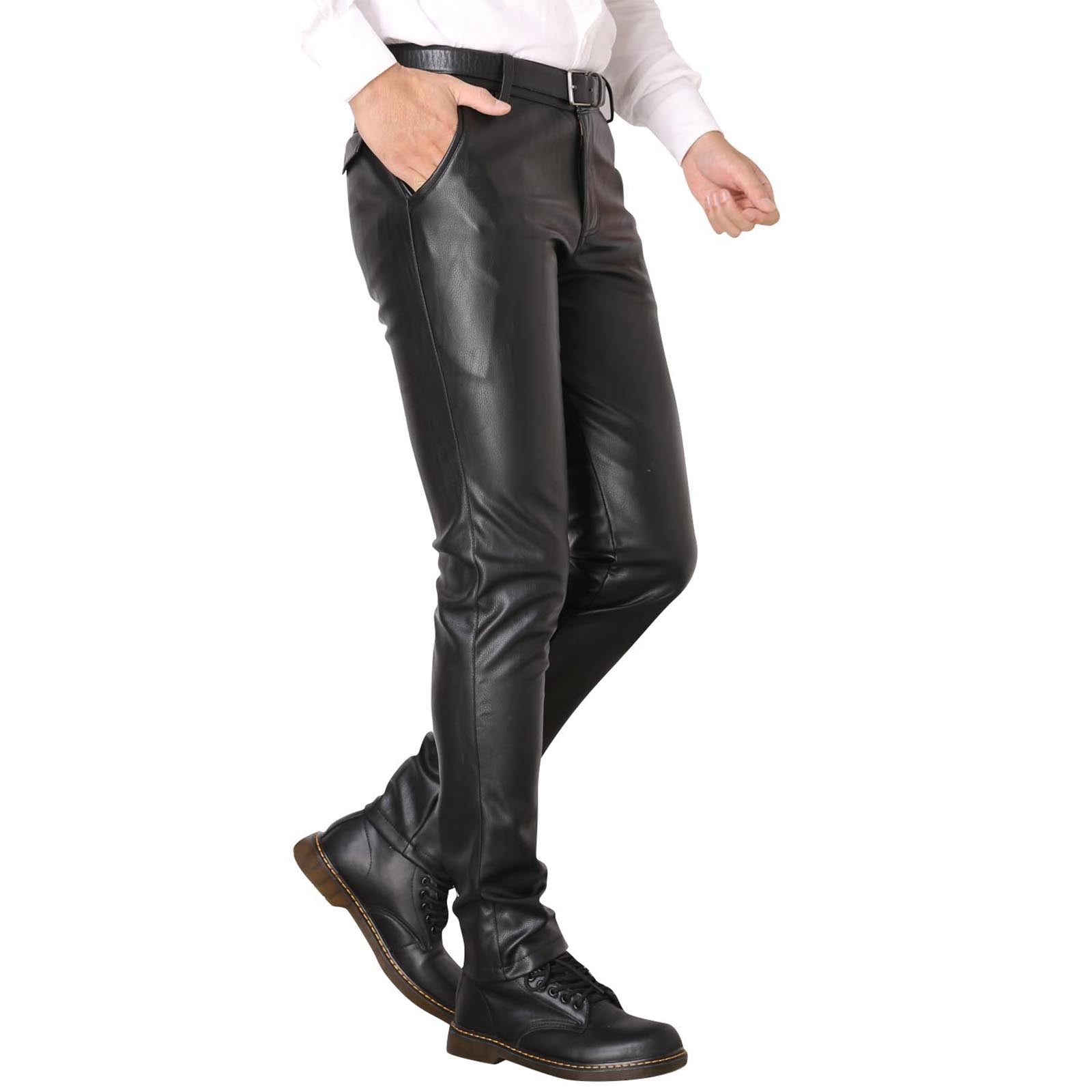 Bcfgryg Mens Slim Fitting Leather Pants Leggings Tight Elastic Trend ...