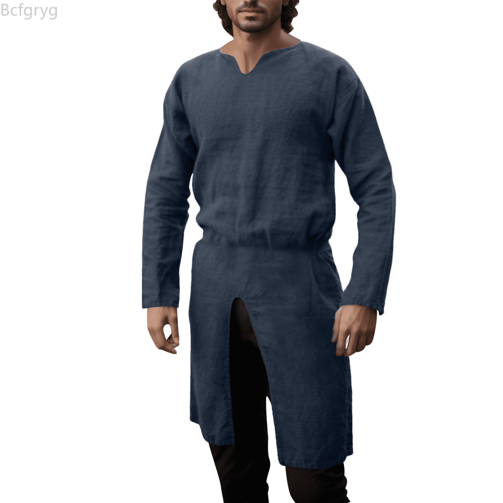 Bcfgryg Mens Solid Color Fashion Simple V Neck Shirt Robe Classic Mens ...