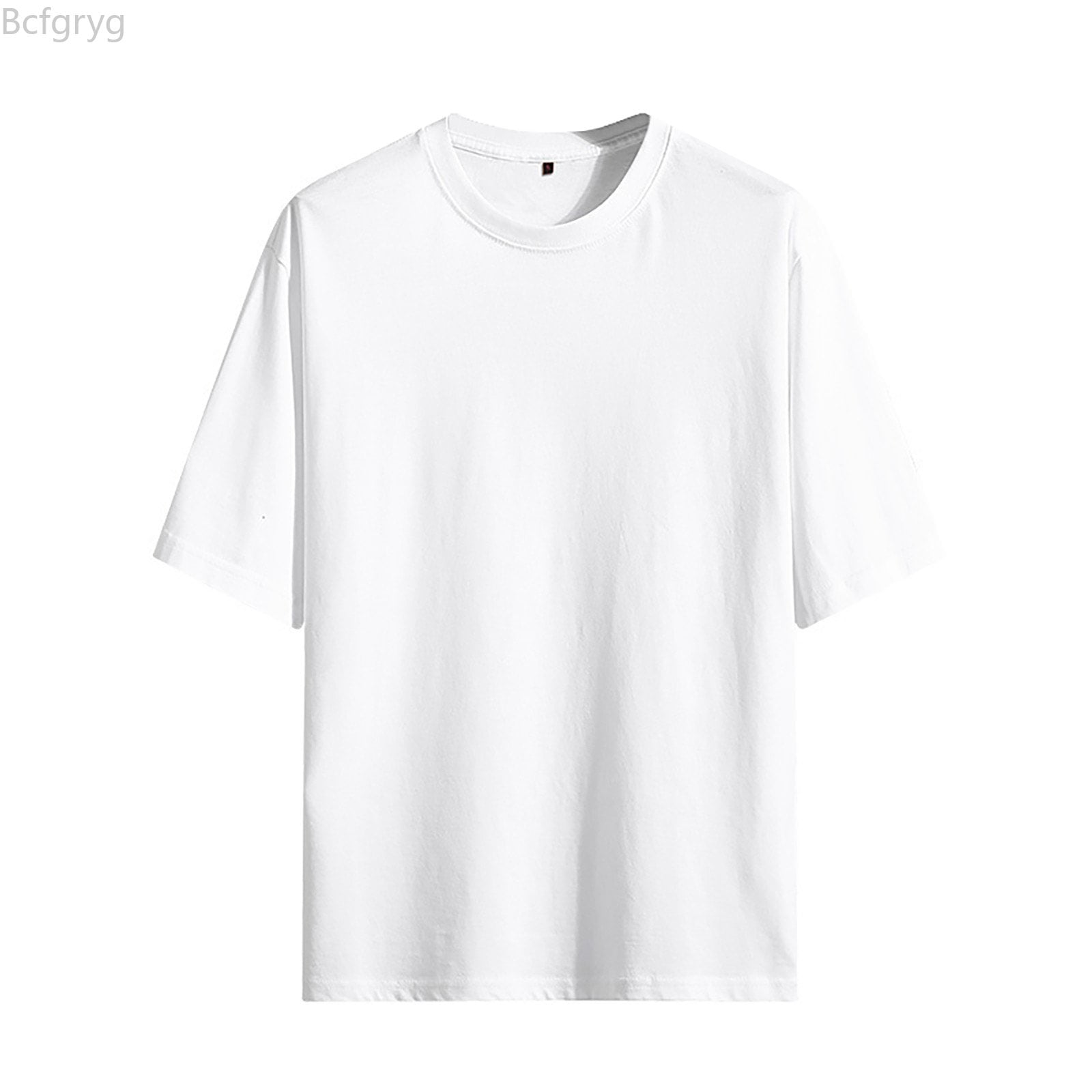 Bcfgryg Mens Summer Solid Round Neck Short Sleeve T Shirt Tops T Shirts ...