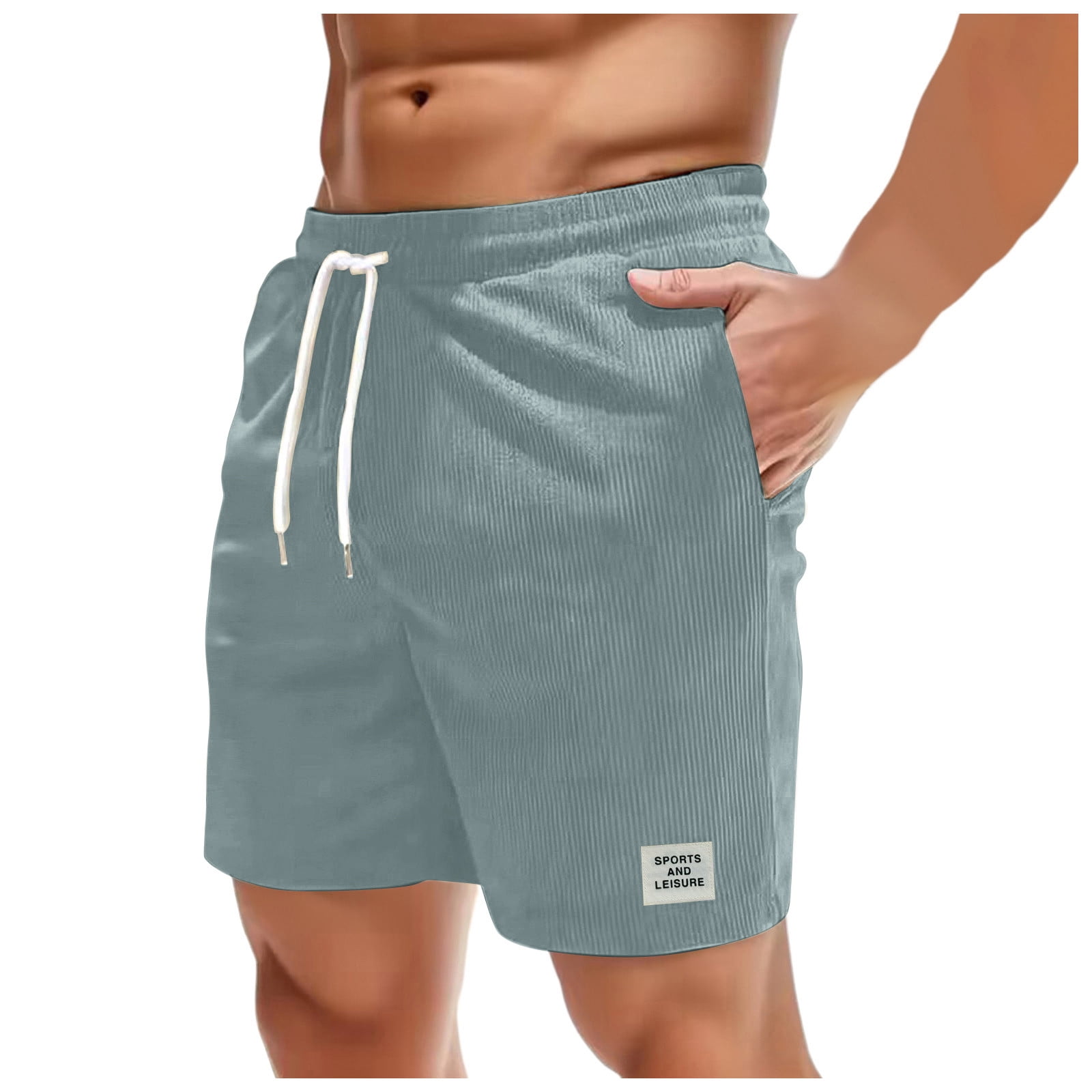 Bcfgryg Mens Summer Solid Ventilate Shorts Elasticated Waisted Work ...