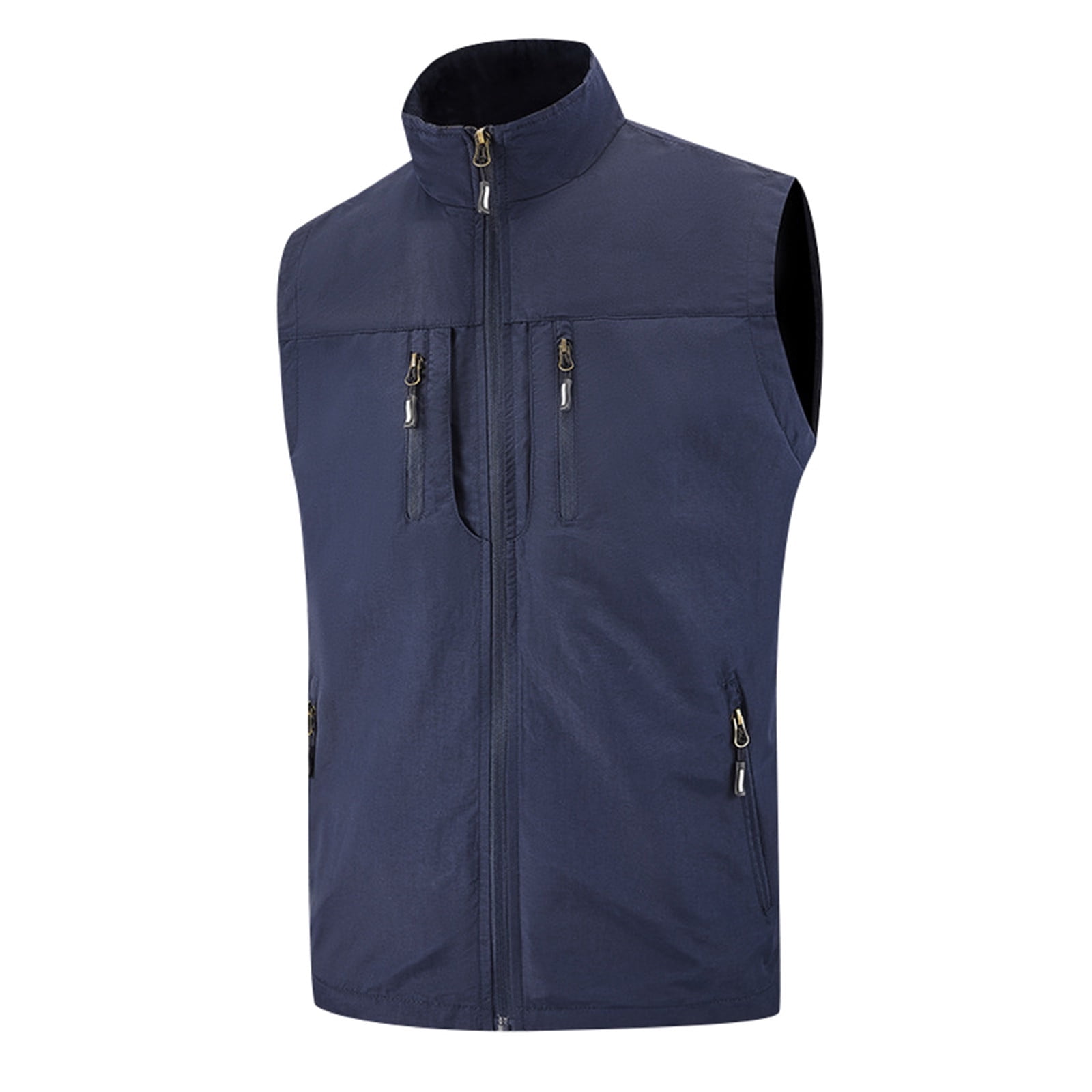 Bcfgryg Mens Thin Coat Pocket Solid Color Outdoor Vest Men's Vest ...