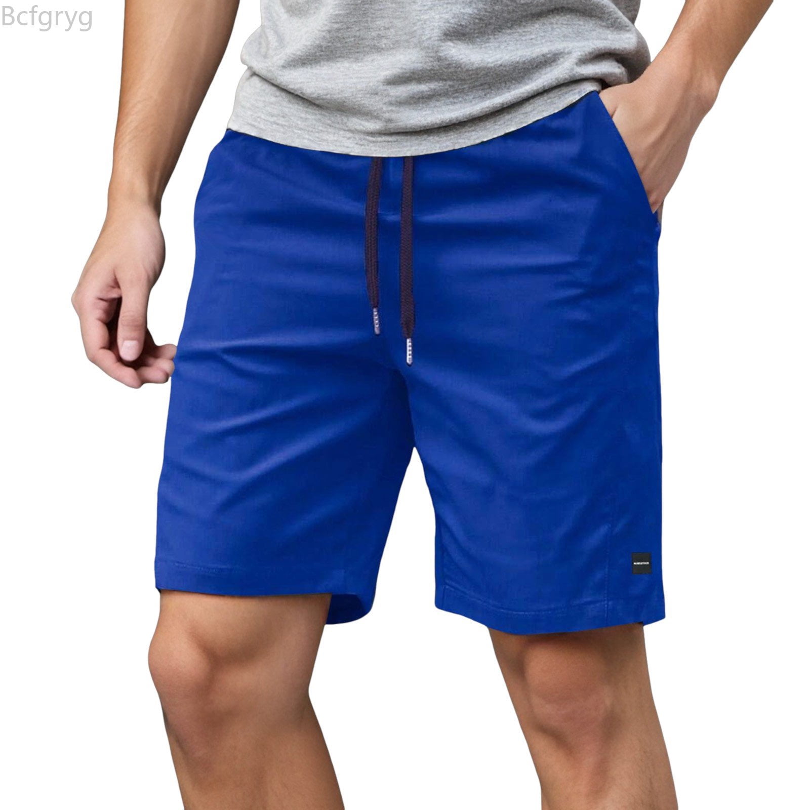 Bcfgryg Mens Twill Casual Cargo Shorts Drawstring Elastic Waist Pockets ...