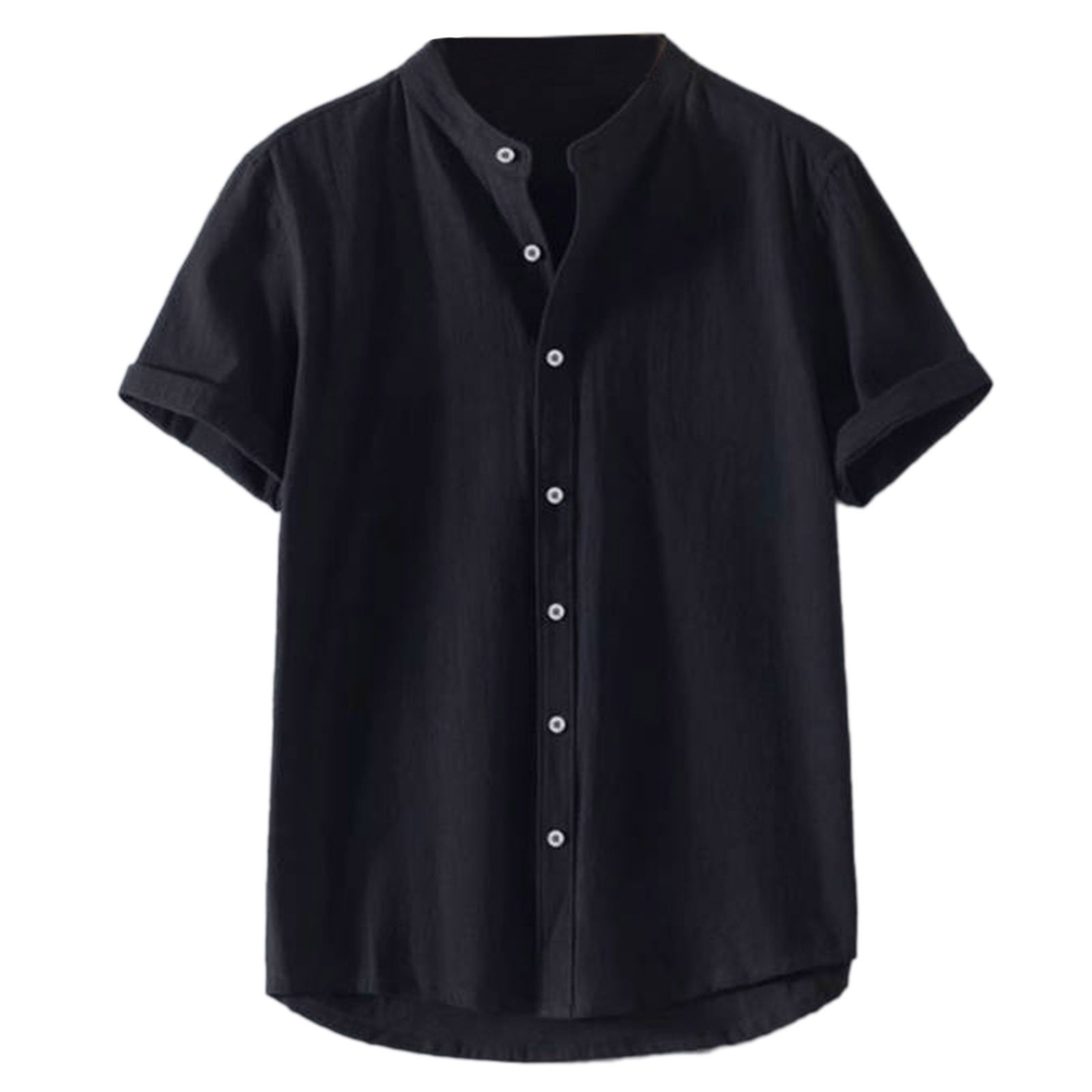 Bcfgryg Summer New Men's Solid Color Standing Collar Short Sleeved ...