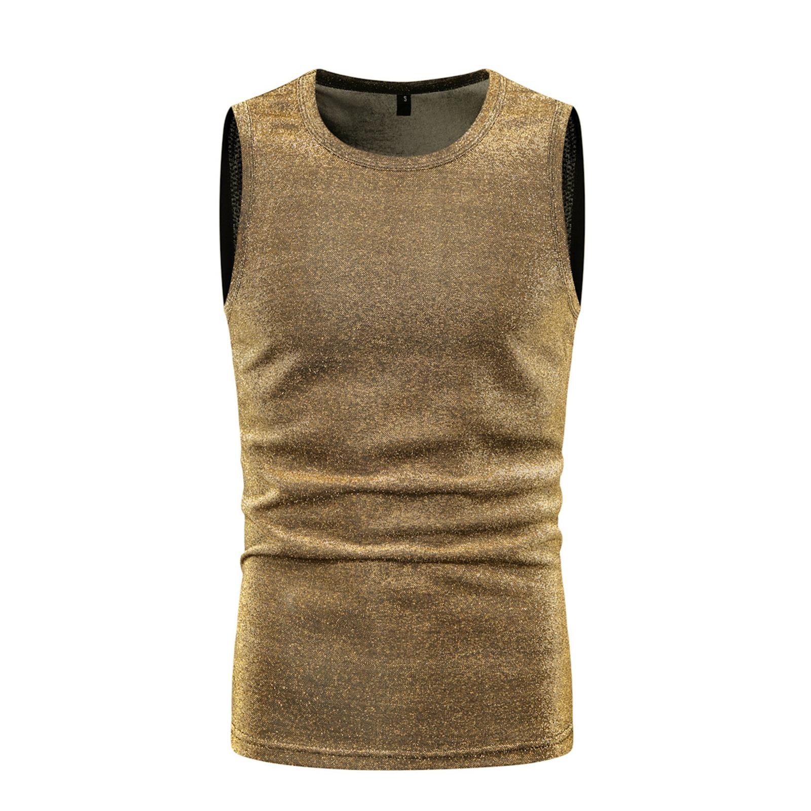 Bcfgryg Summer New Simple Fashion Shiny T Shirt Fast Men's Sleeveless ...