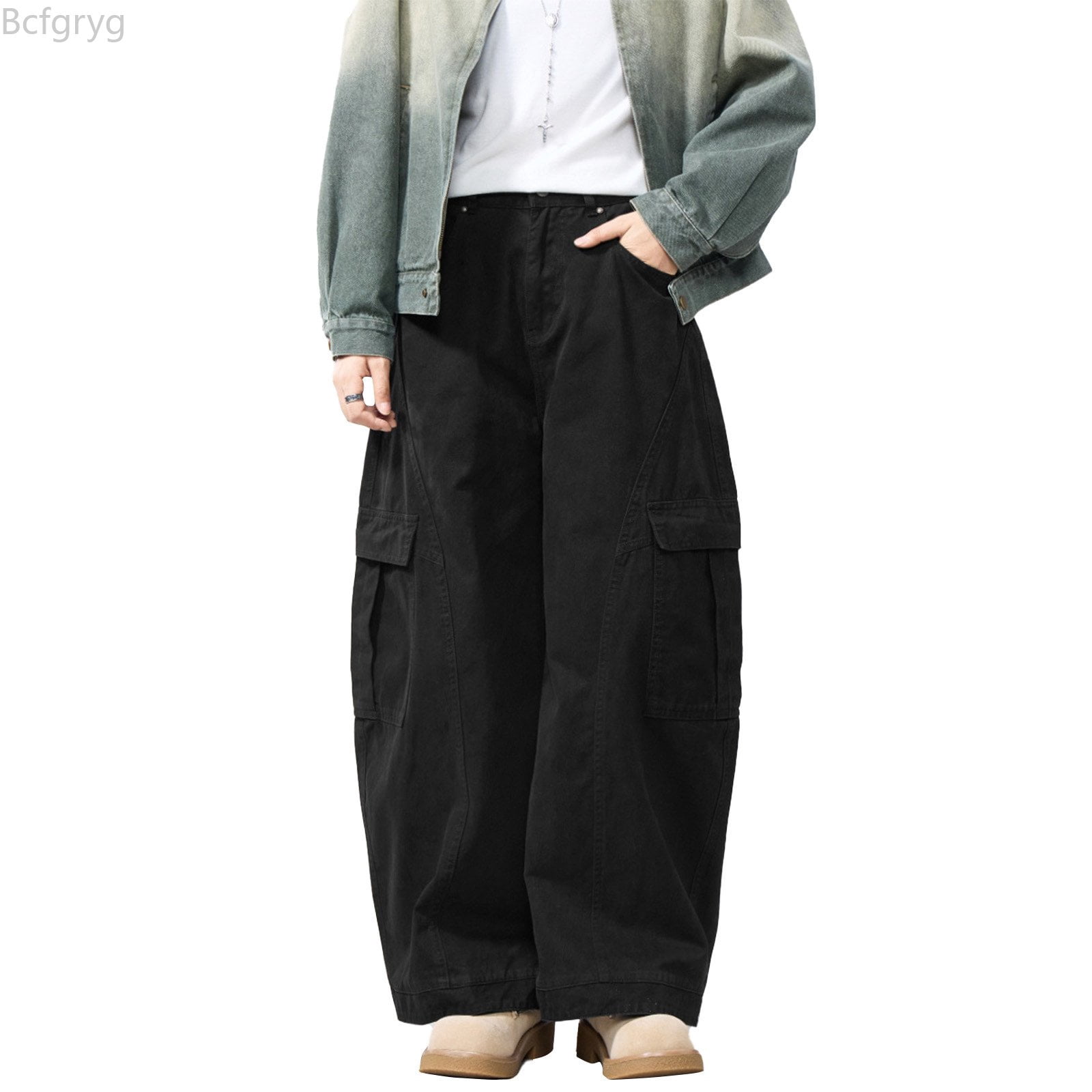 Bcfgryg Washed Cargo Joggers Utility Work Trousers With Pockets For ...