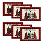 Set of 6 Red Festive Christmas Tree Table Placemats, Dining Decor Mat ...