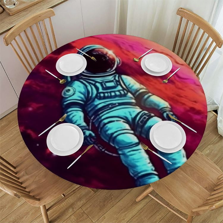 Bciig Astronaut Space Planets Round Table Cover Stain Resistant ...