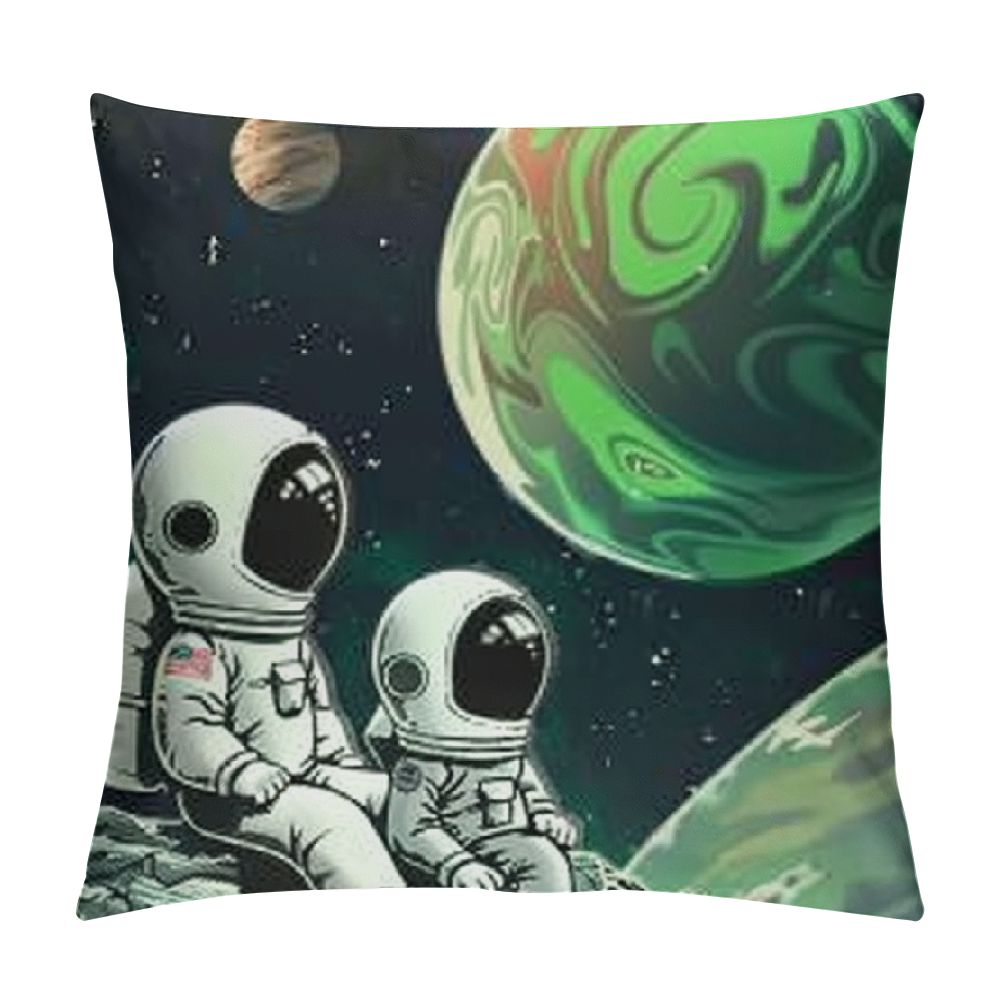 Bciig Astronauts Green Planet Space Exploration Graphic Decorative ...