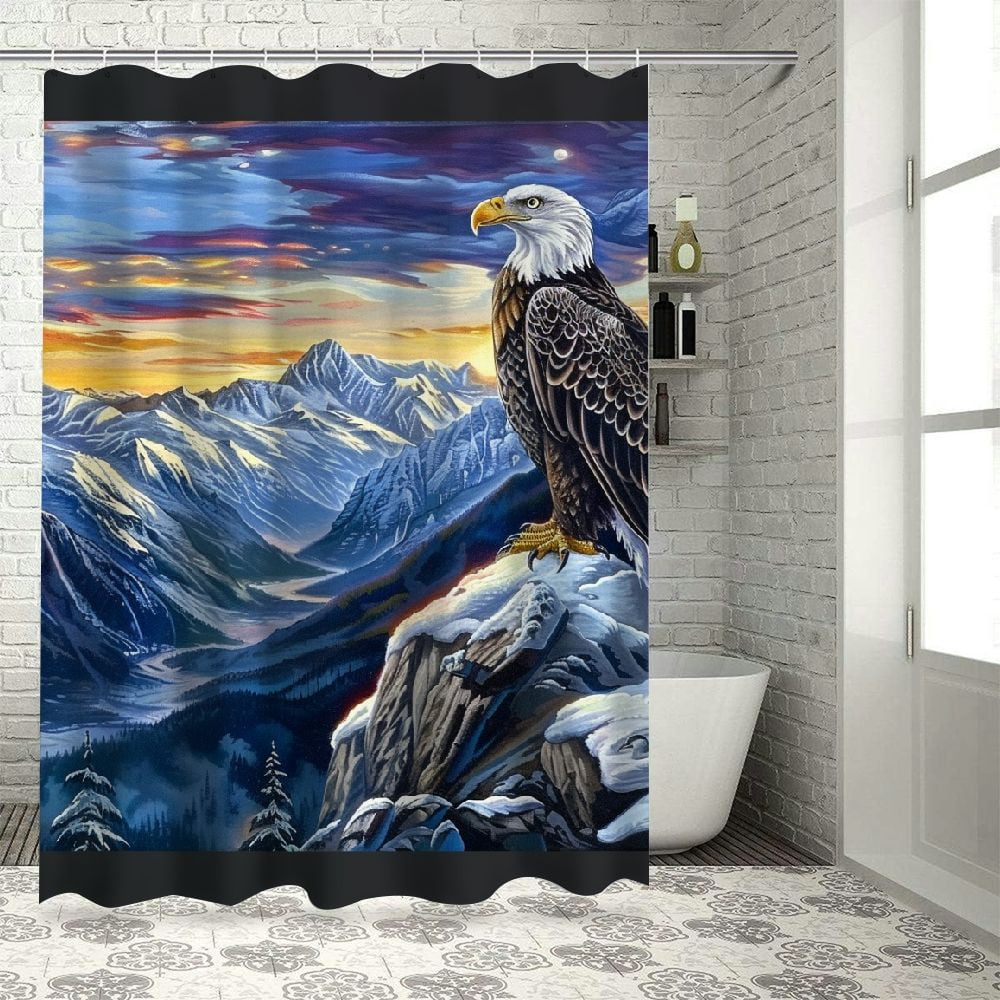 Bciig Bald Eagle Snowy Mountain Range Sunset Bathroom Decor Set with ... Bciig Bald Eagle Snowy Mountain Range Sunset Bathroom Decor Set with ...