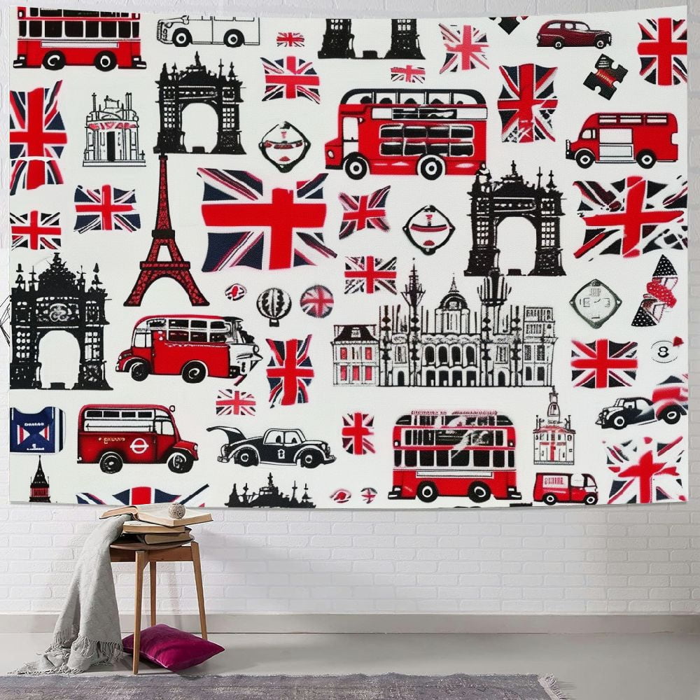 Bciig London Symbols British Flag Red Bus Tapestry Wall Hanging Unique ...
