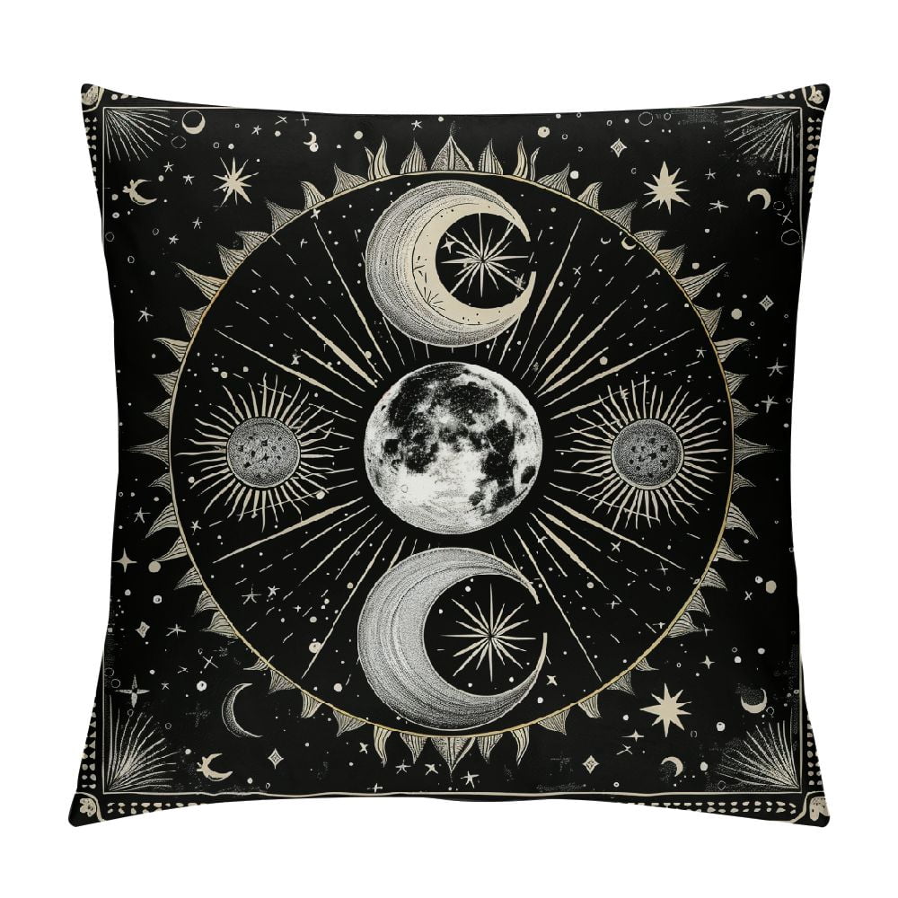 Bciig Moon Phases Stars Sun Graphic Decorative Cushion Throw Pillow ...