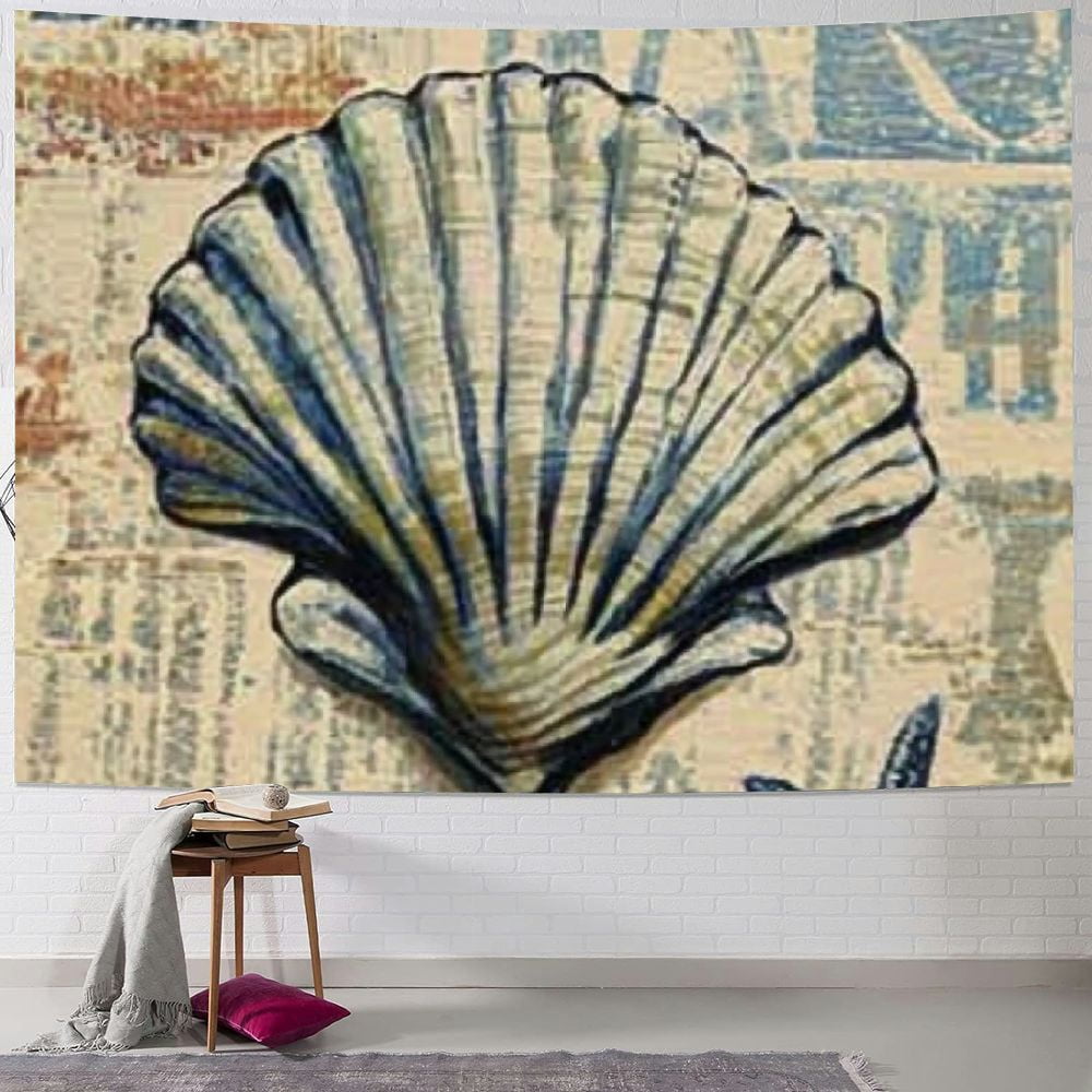 Bciig Seashell Starfish Tapestry Wall Hanging Unique Style Graphic ...