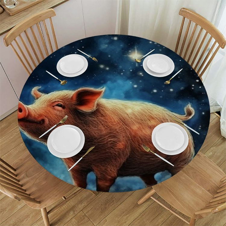 Bciig Stars Round Tablecloth Stain-Resistant and Washable 100% ...