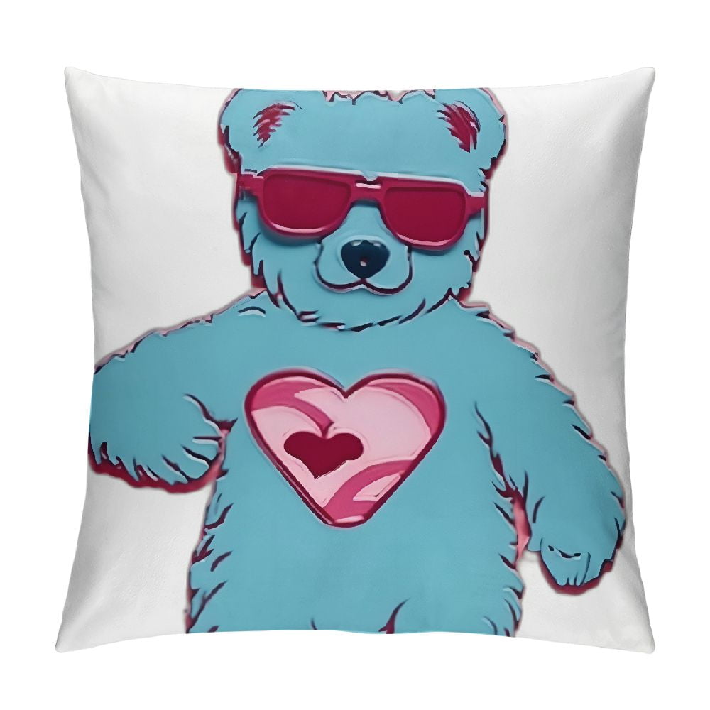 Bciig Teddy Bear Sunglasses Heart Graphic Decorative Cushion Cover for ...