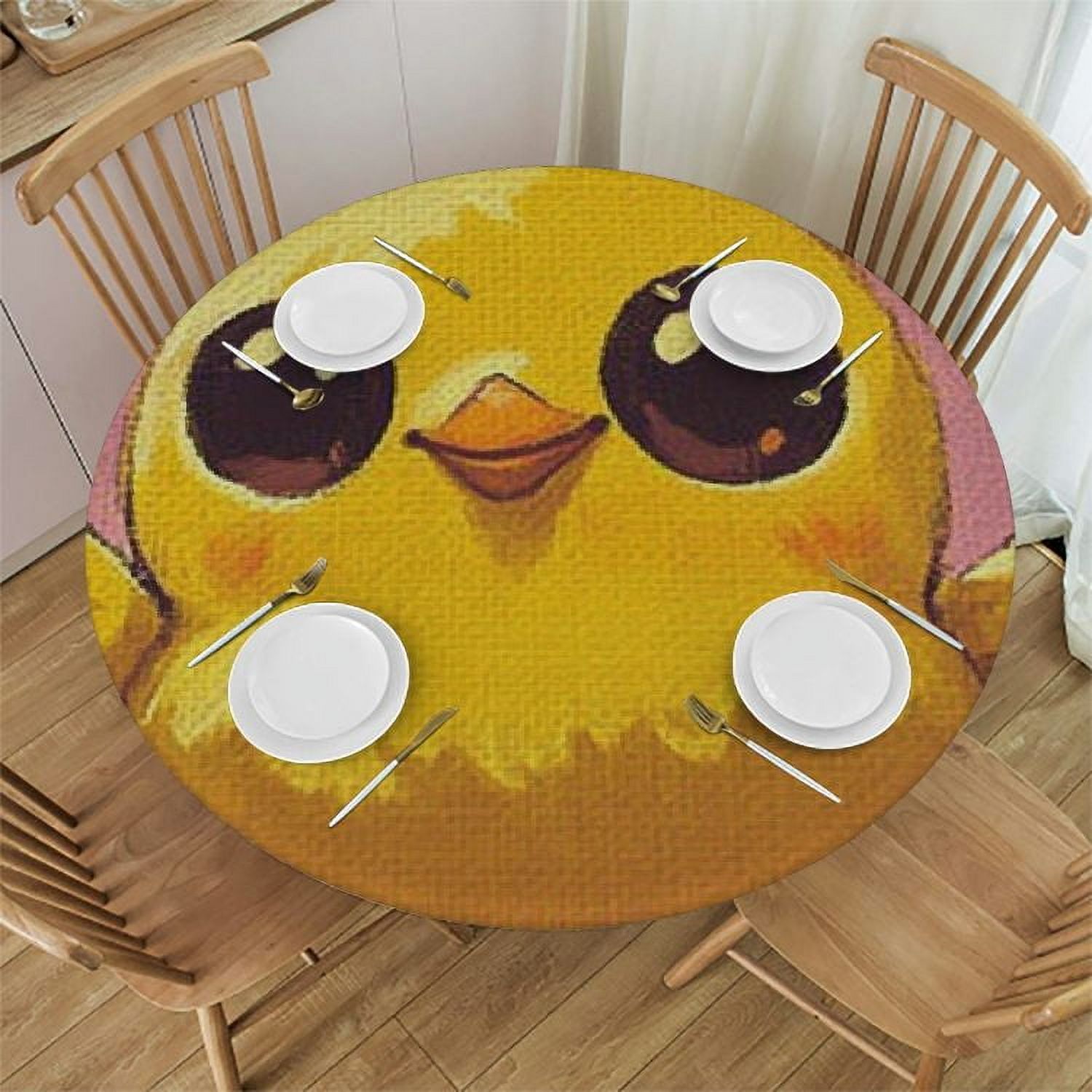 Bciig Yellow Bird Round Tablecloth Stain-Resistant Washable for Indoor ...