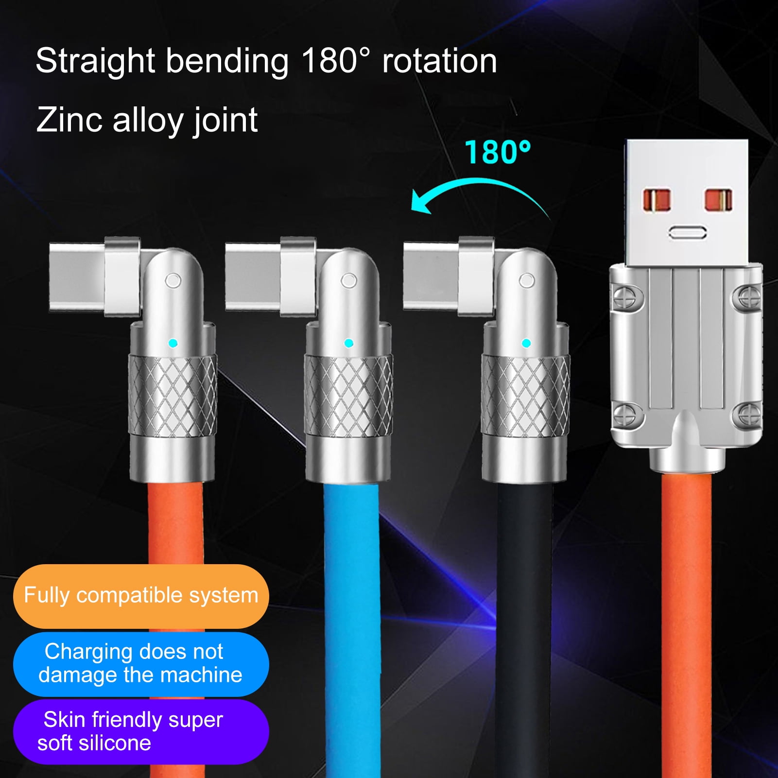 Bcloud 120cm Charging Cable High-power Rotatable Indicator Zinc Alloy ...