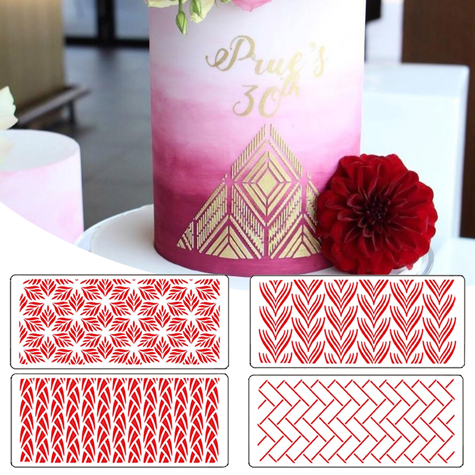 Bcloud Cake Stencil Geometric Pattern Fondant Edge Decoration PET ...