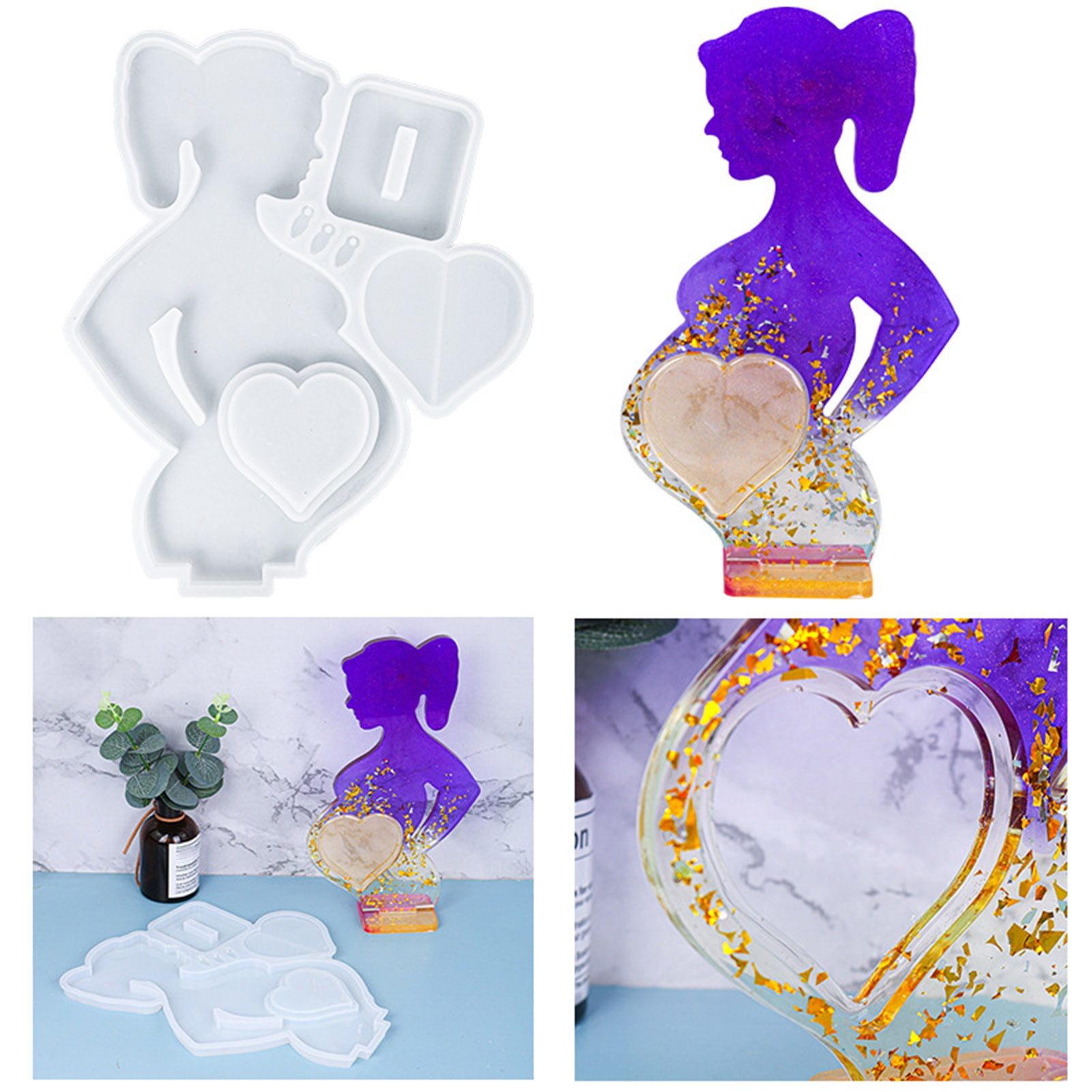 Bcloud Epoxy Resin Mold Flexible Love Picture Frame Pregnant Mom with ...