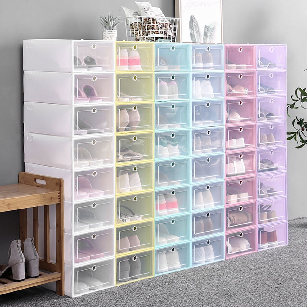 Bcloud Open Cover Transparent Stackable Storage Box Shoes Drawer Case ...