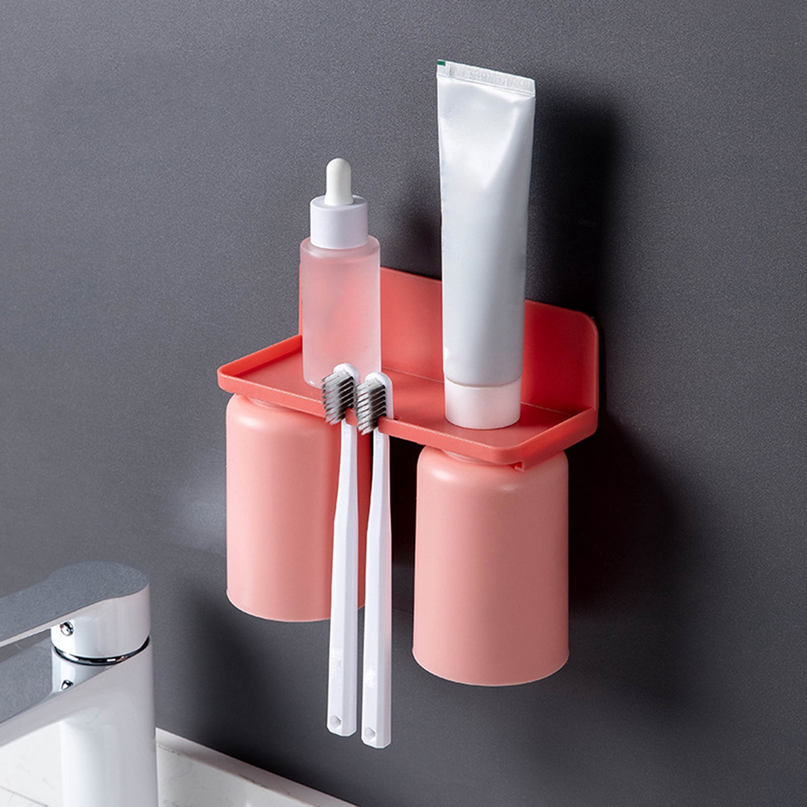 Bcloud Free Punching Wall Hanging Toothbrush Toothpaste Cup Hanging ...
