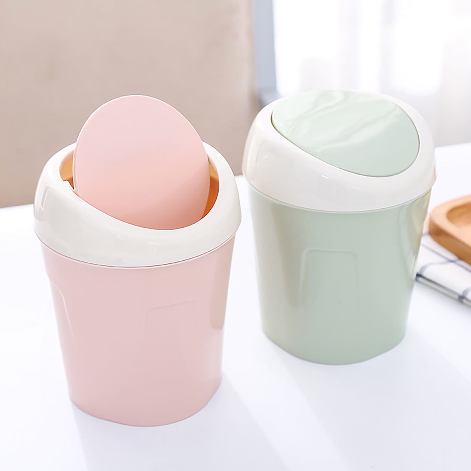 Bcloud Mini Lid Plastic Home Living Room Desktop Bedside Trash Can ...