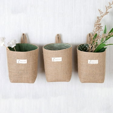 Large Capacity Woven Wall Hanging Storage Basket with Handle, Light ...