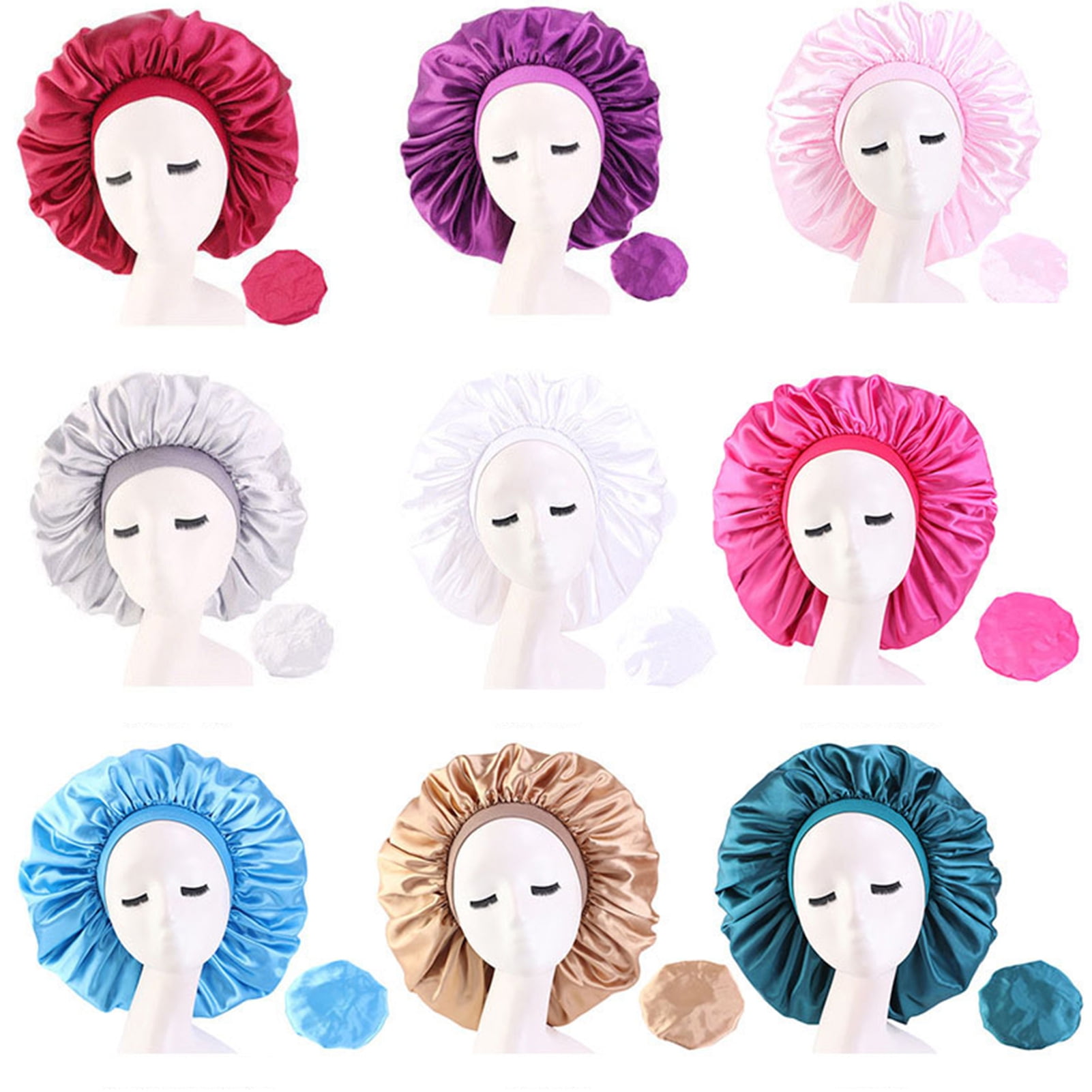 Bcloud Women Cap Satin Stretchable Night Sleep Hair Bonnet - Walmart.com