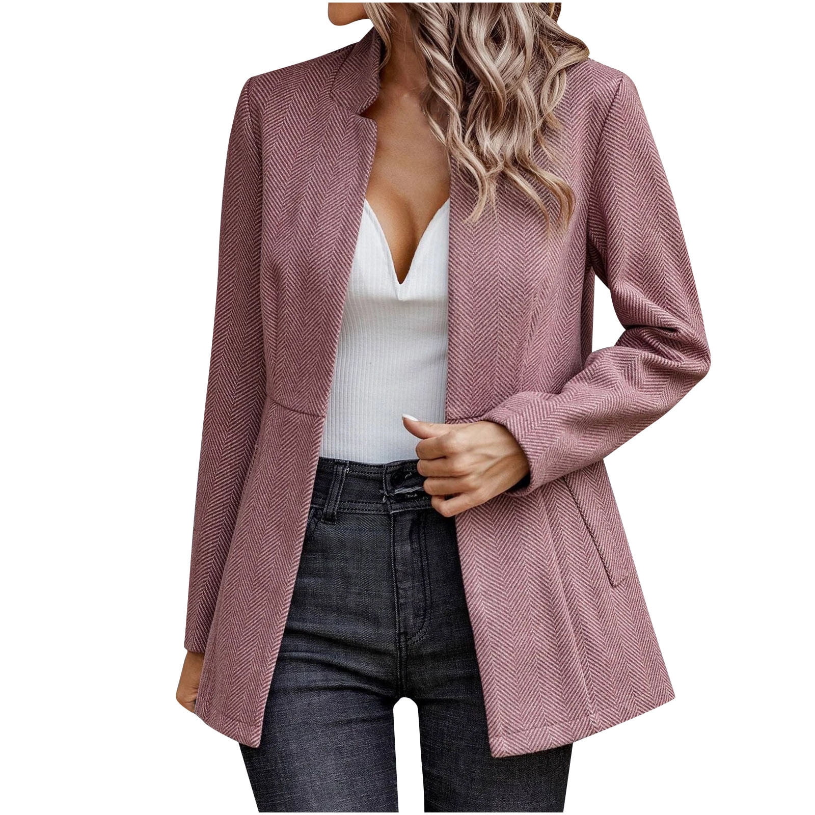 Bcresic Clearance Sale,Tweed Blazer for Women Notched Collar Trendy Texture Blazers Jackets Open ...