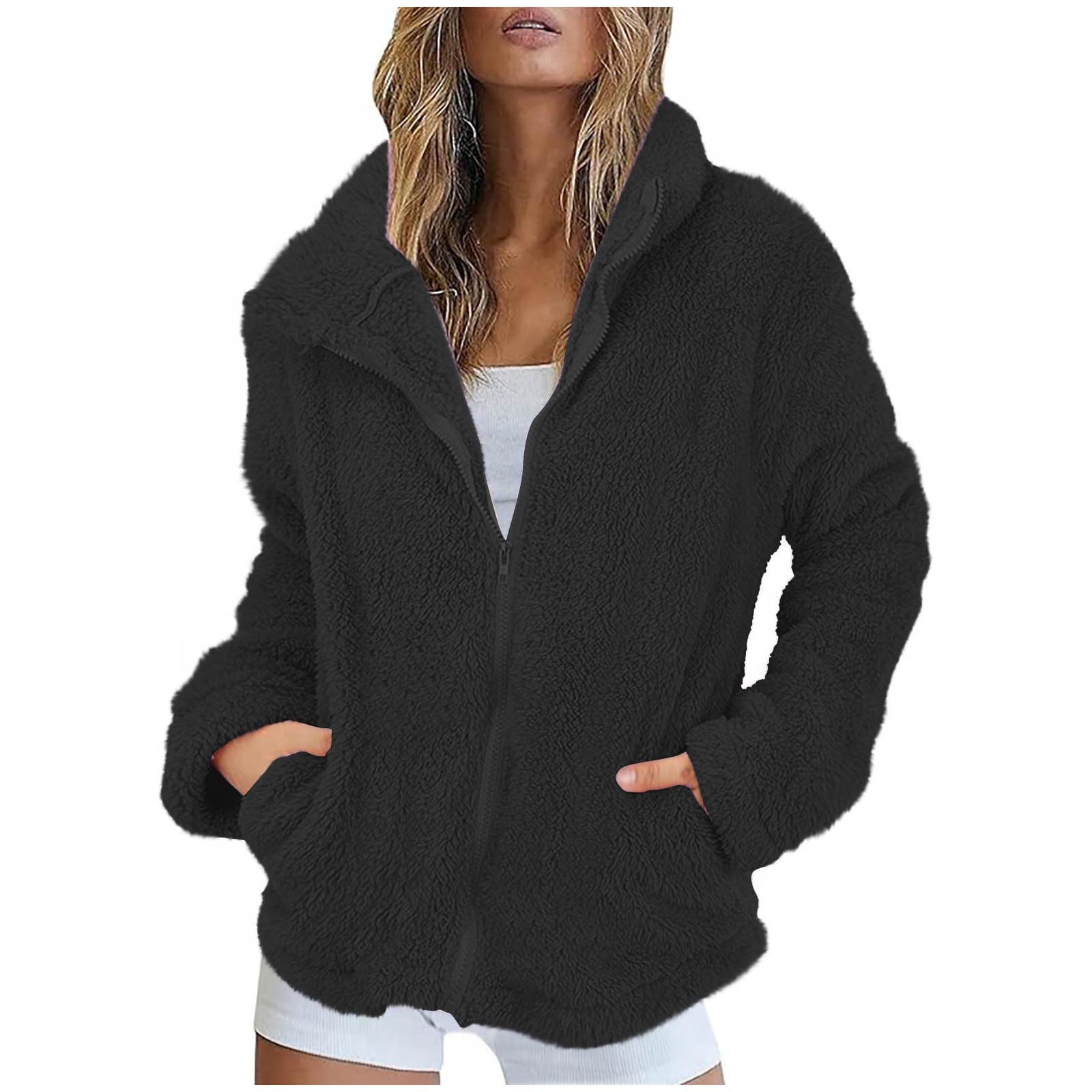 Bcresic Flash Deals,Fuzzy Sherpa Fleece for Women Jacket Full Zip Up ...